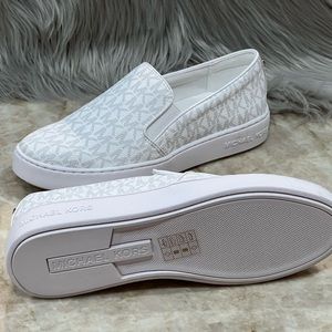 Michael Kors | Shoes | Michael Kors Womens Keaton Slipon Logo Sneakerswhite Logo | Poshmark